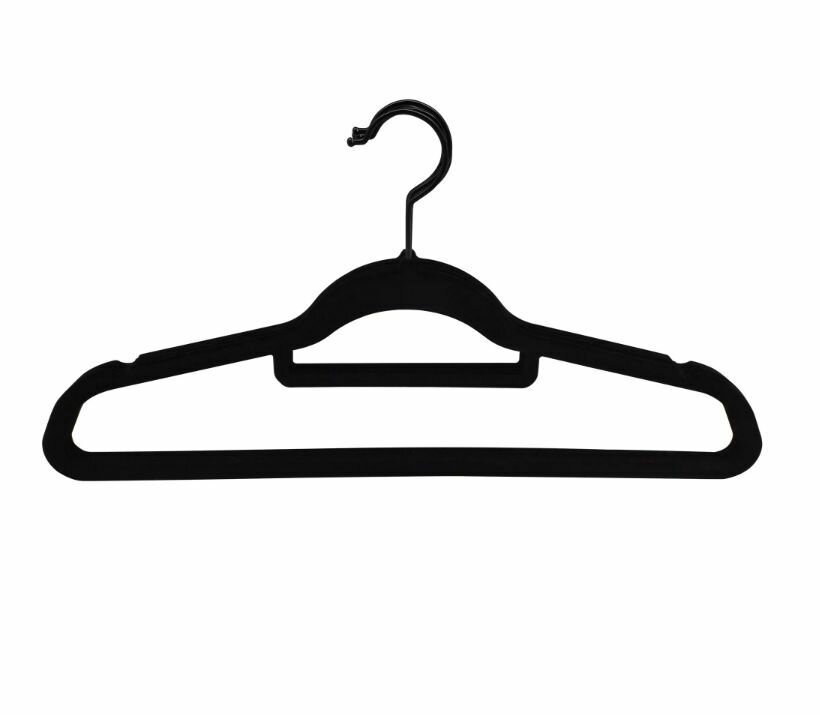 Плечики Spaceo 45x23x2.4 см с флоковым покрытием цвет чёрный 4 шт