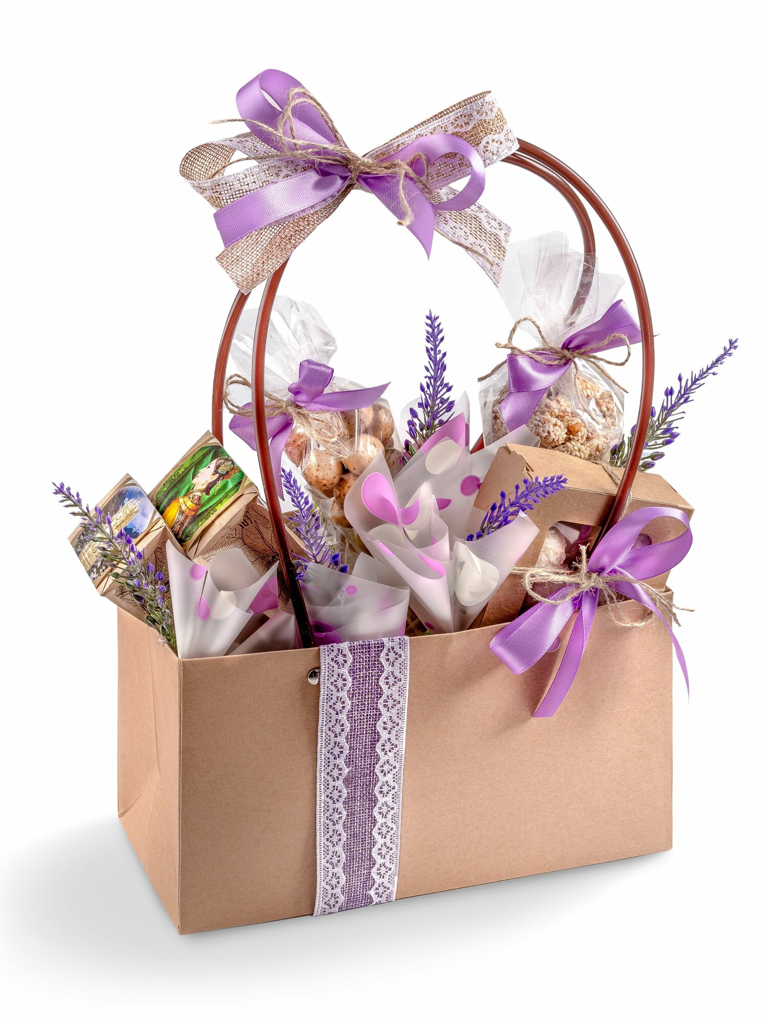 Набор подарочный "Сумочка в цветочных декорациях", 420 гр