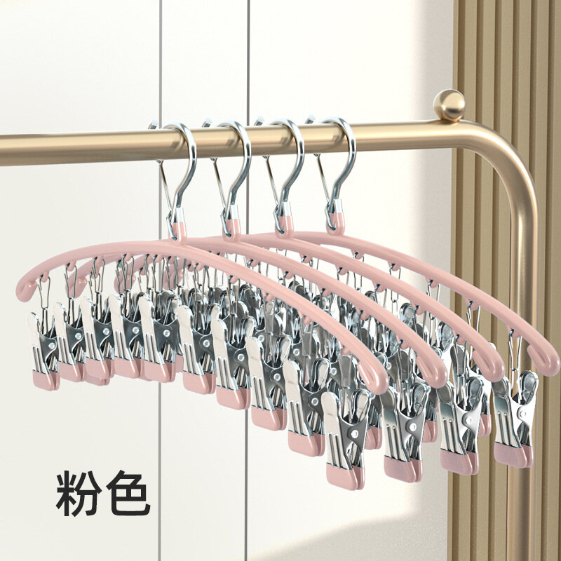 Подставка для носков, многофункциональная, 10 зажимов, ветрозащитная, розовая