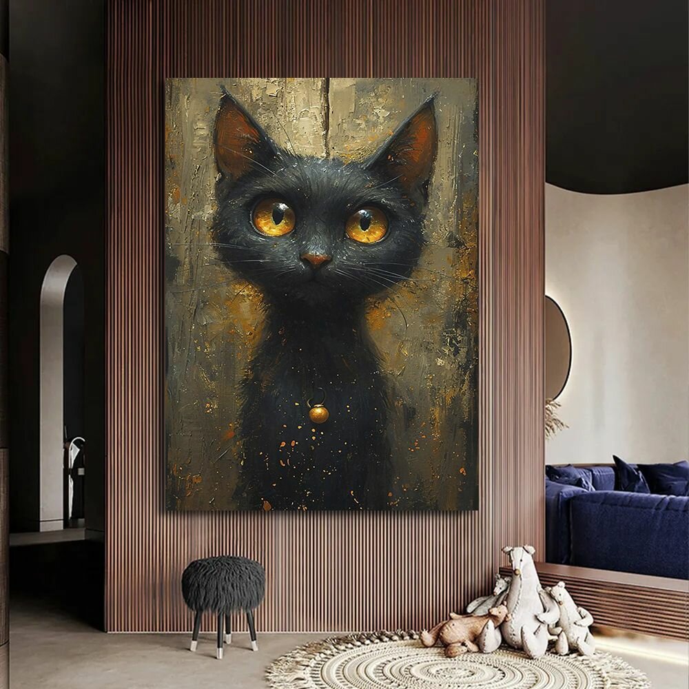 Картина кот, постеры с котами - "Черный кот", 20х30 см.