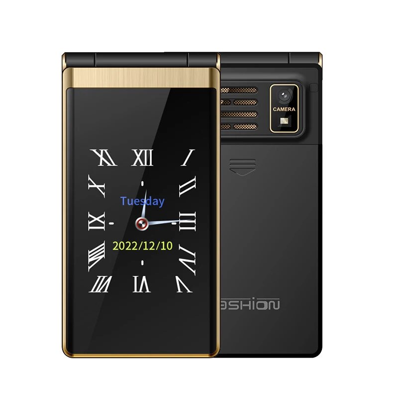 YEEMI M1+ Flip Phone LED Light Dual Display Dual SIM Card 4G CellPhone Big Keyboard Loud Voice 2G Mobile Phone for Elderly