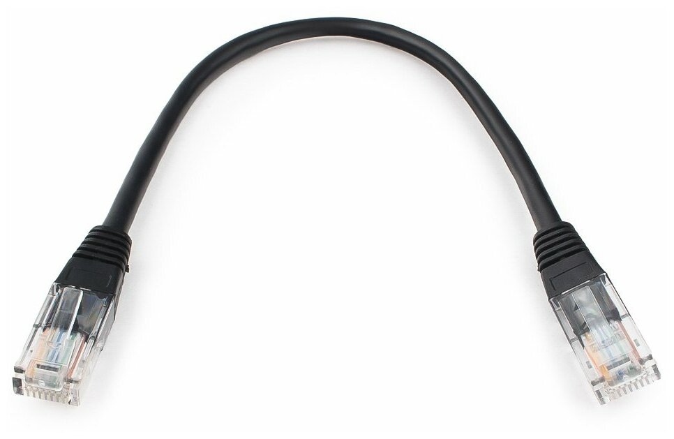 Патч-корд UTP Cablexpert кат.5e PP12-0.25M/BK, 0.25м, чёрный