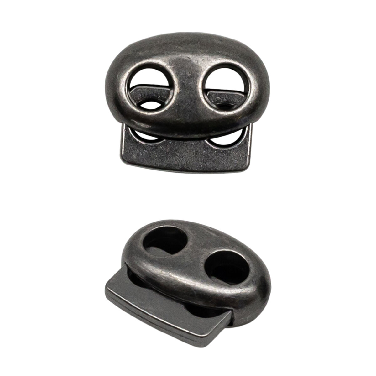 Фиксатор для шнура плоский 15*18 мм, 20 шт, 2 отверстия по 4 мм, металл, BIG (черный никель)