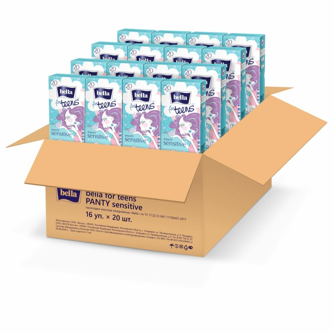 Прокладки ежедневные bella for teens Panty sensitive, 20 шт х 16 уп.