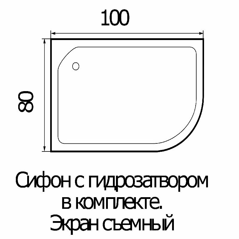 Душевой поддон Wemor 100/80/24 R, акрил, ориентация правосторонняя, асимметричная — фото 1