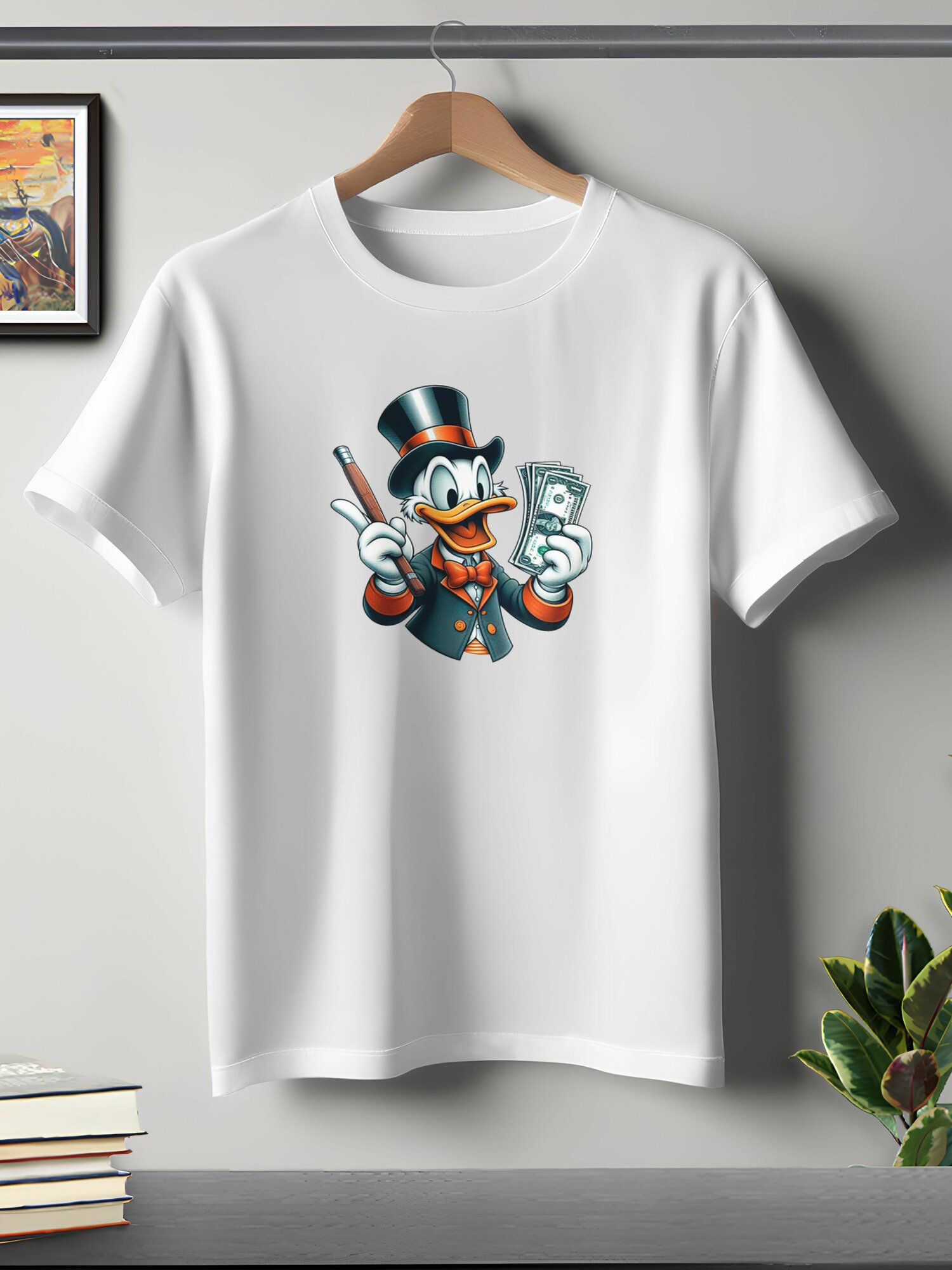 Футболка ONEQ унисекс 50-52 (XL) размер с принтом Дональд Дак, белая