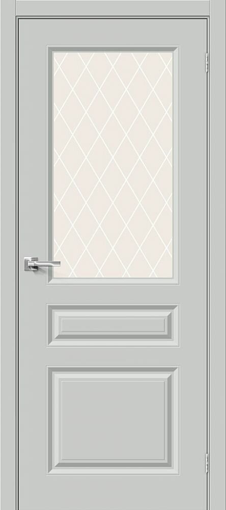 Межкомнатная Дверь Эмаль Bravo Скинни-15.1 Grace / White Сrystal 600x2000мм (Полотно 1шт) / Браво.