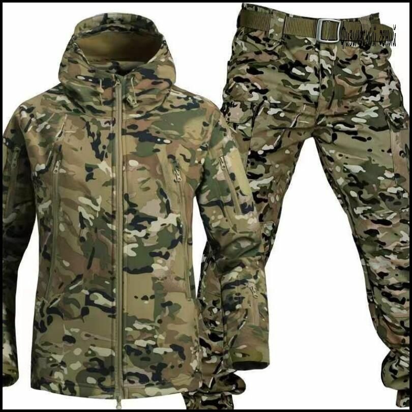 Осенне-зимний мягкий теплый костюм из акульей кожи для мужчин и женщин, одинаковая верхняя одежда, камуфляжная тренировочная одежда спецназа