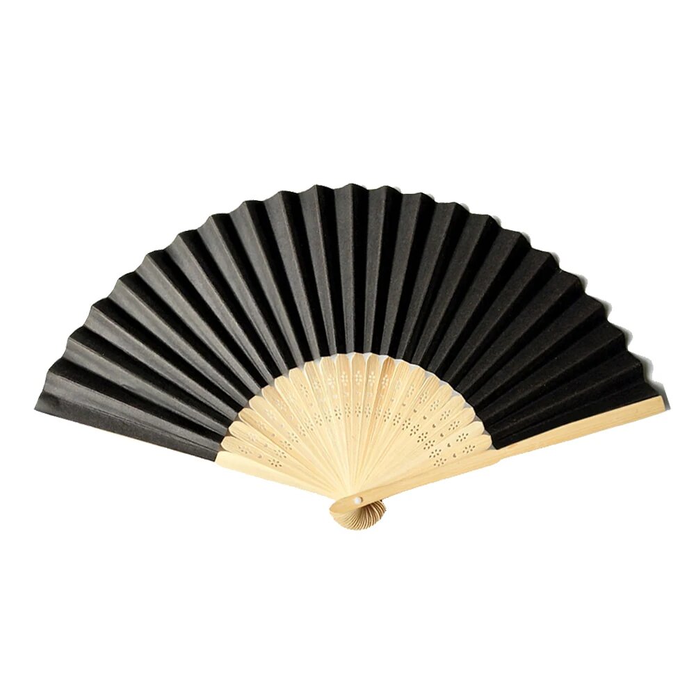 Однотонный бамбуковый складной веер black 1pc