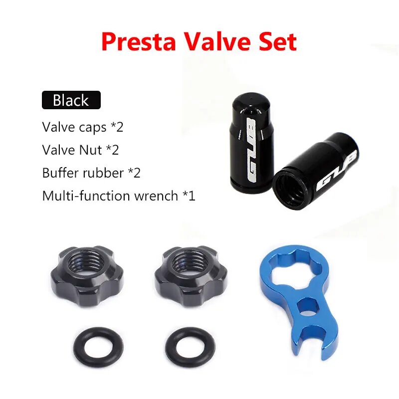 RISK Гайка клапана Presta черная алюминиевый сплав Черный, Nut and Caps BLACK