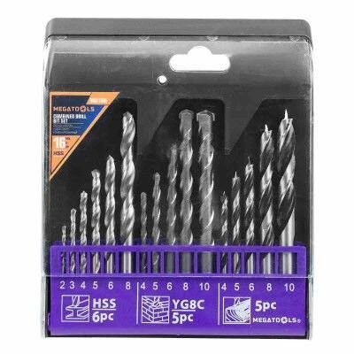 Сверла, набор комбинированный 16 предметов MEGATOOLS