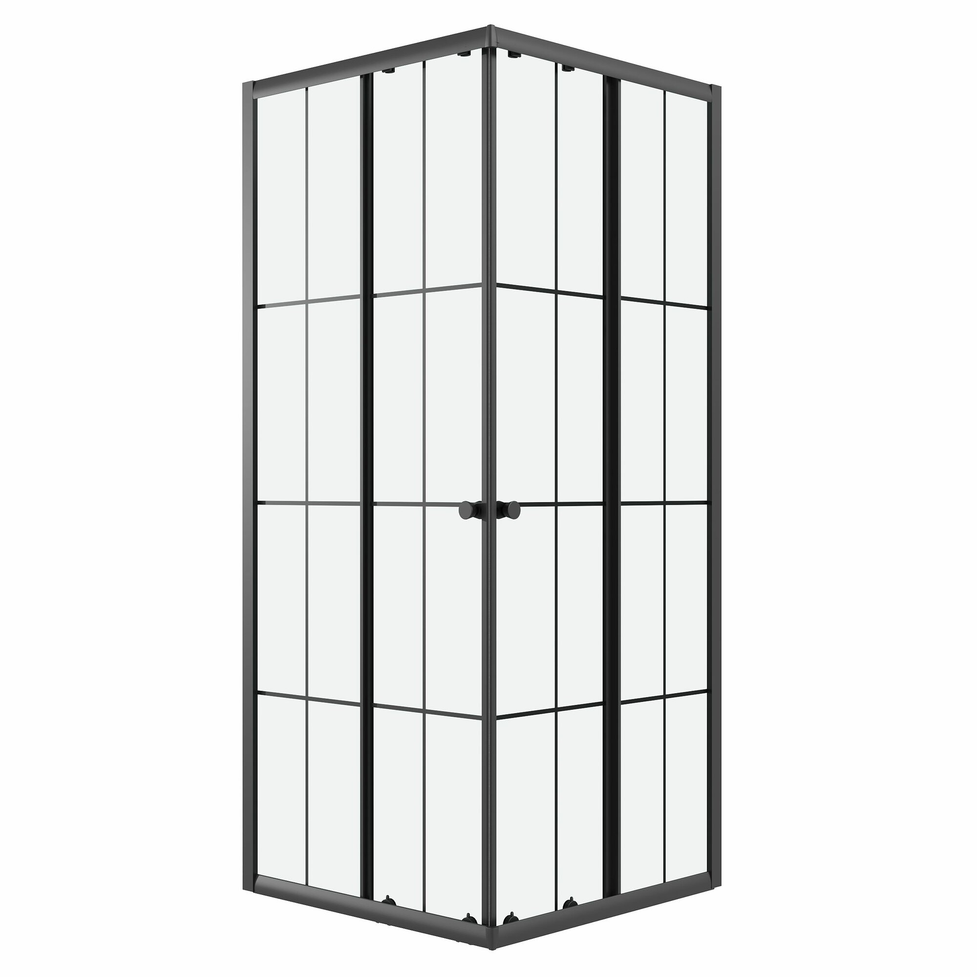 Душевое ограждение Niagara Eco NG-1008-14QKL (80х80х190) квадрат, раздвижное, черный, стекло клетка,1 место