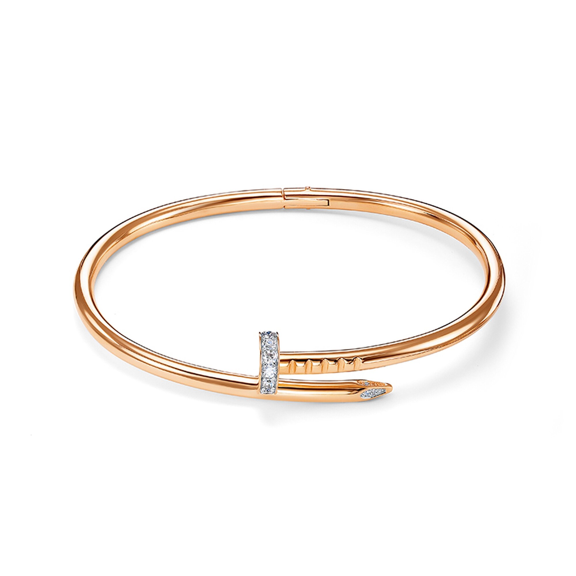 Жесткий браслет, красное золото, 585 проба, бриллиант