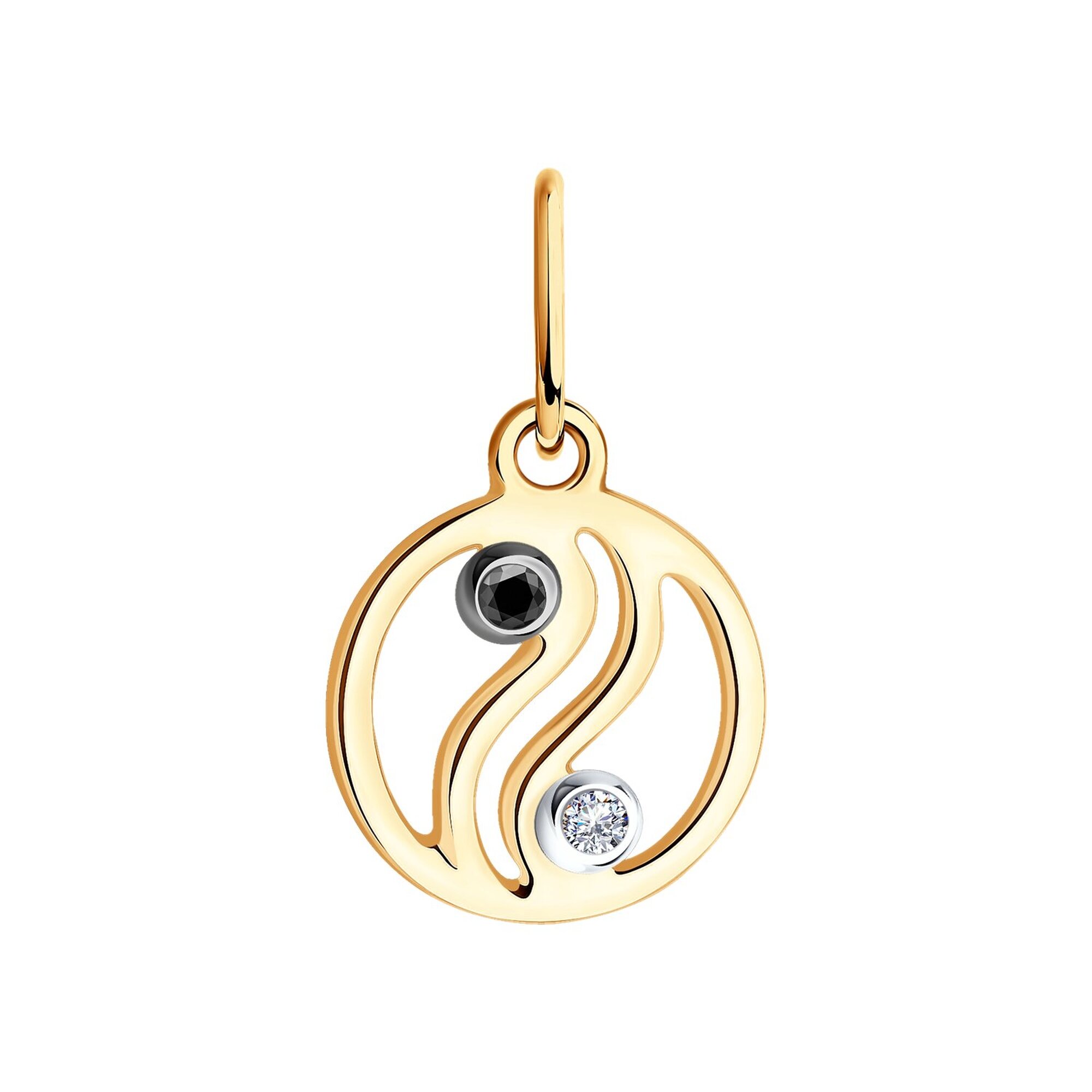 Подвеска, красное золото, 585 проба, фианит