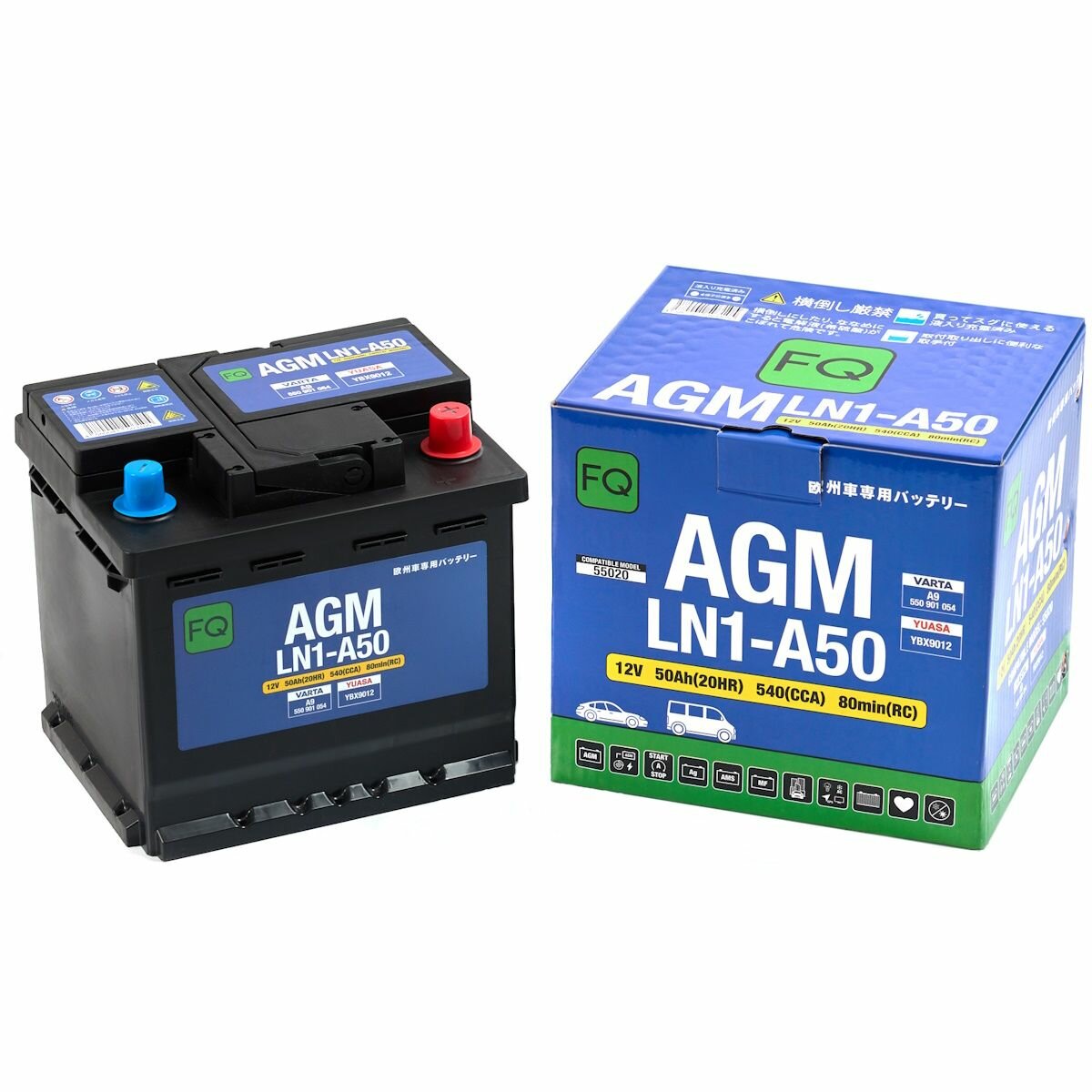 Аккумулятор FQ AGM LN1-A50 (12В 50Ач 540А 207х175х190 мм) обр. пол.