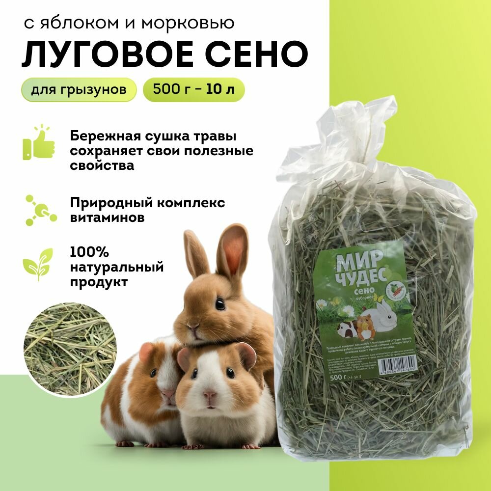 Сено с крапивой для грызунов, 500 гр.
