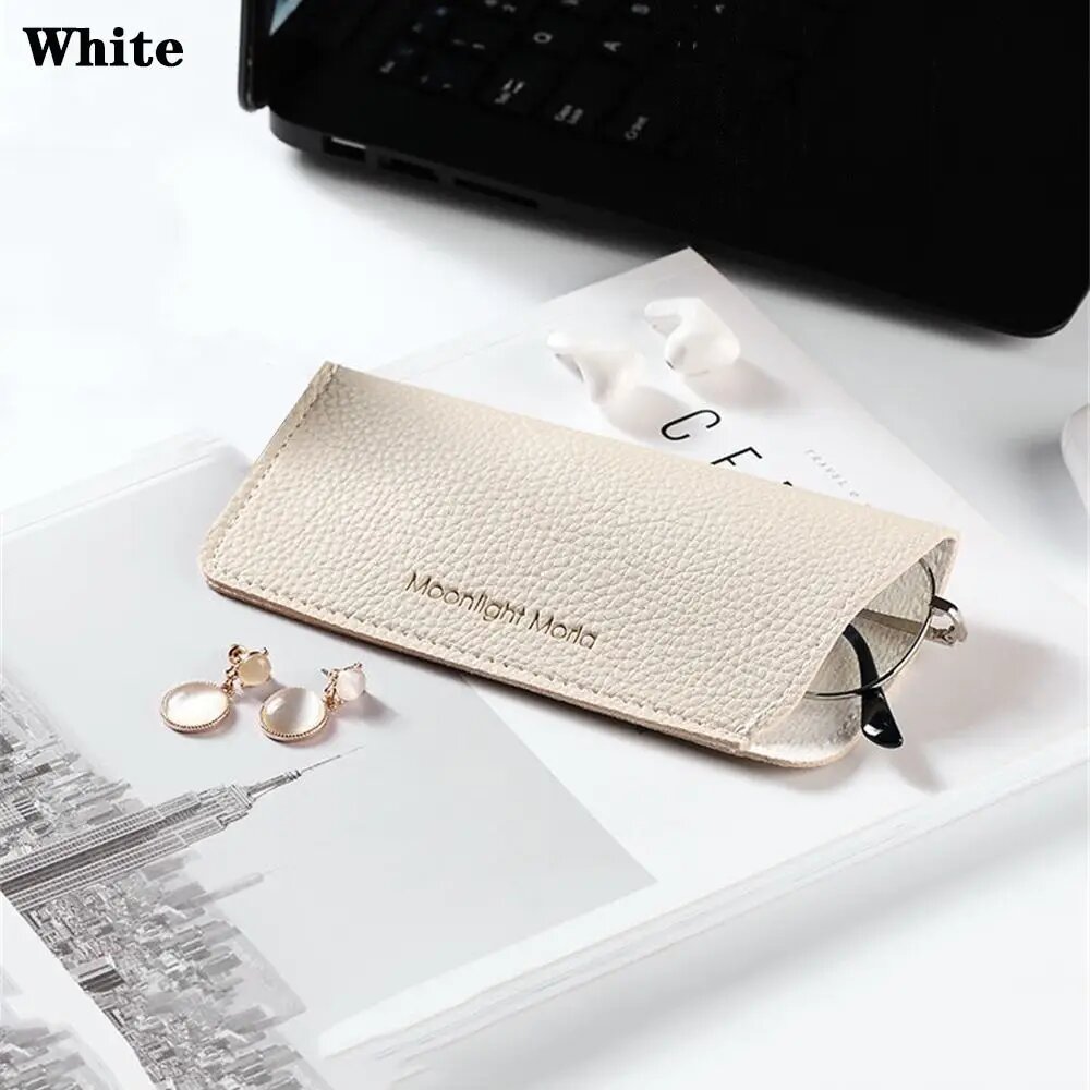 Бежевый чехол для очков из искусственной кожи White