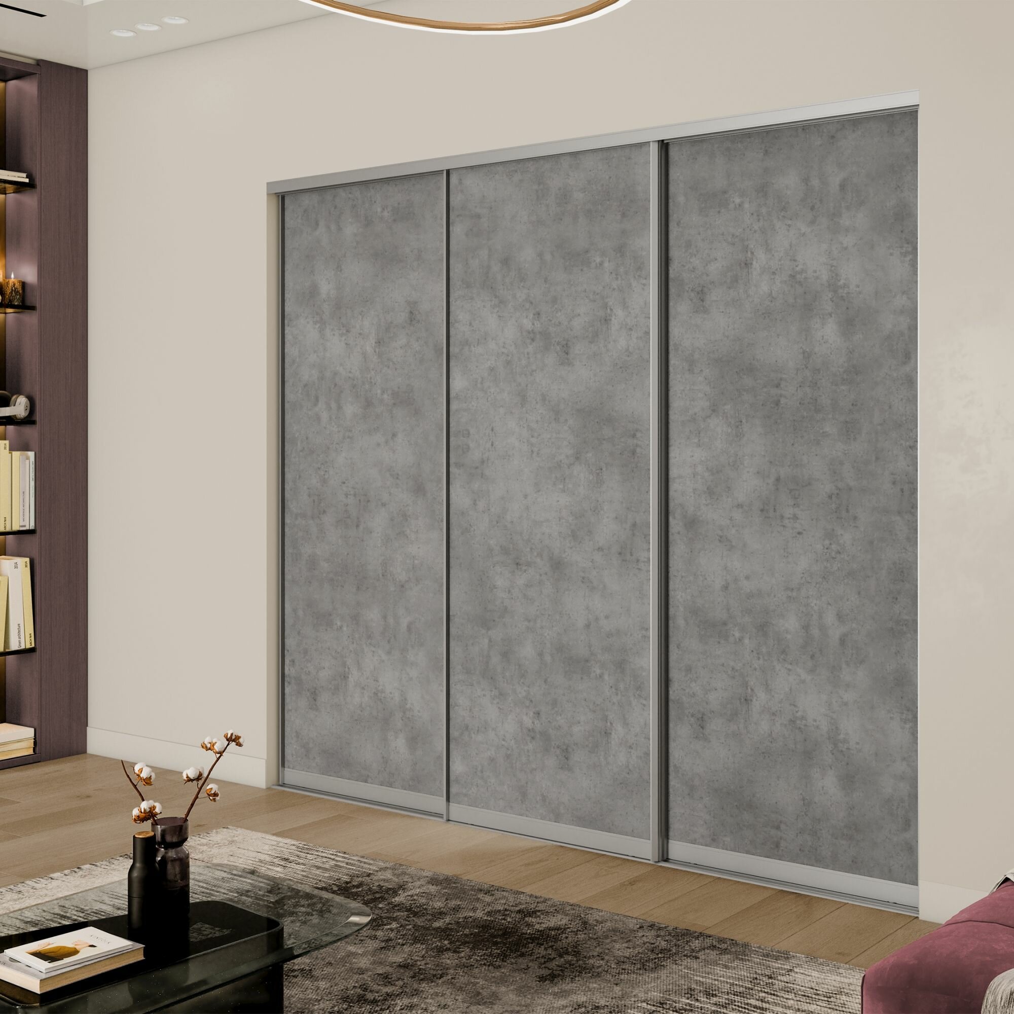 Готовое решение "Элегант" 3дв. ЛДСП, Серебро профиль, 180х10х225