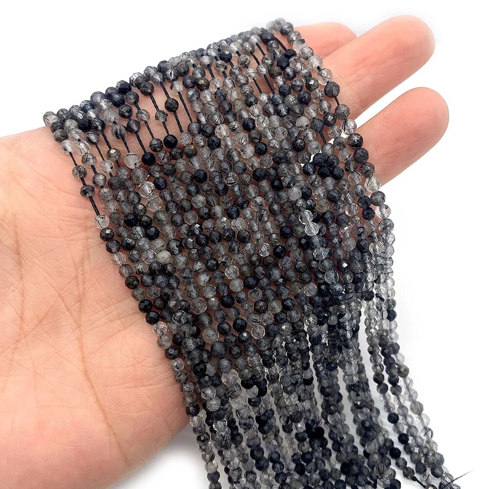 Горный хрусталь черные бусины 2мм 3мм 4мм 2mm About180pcs