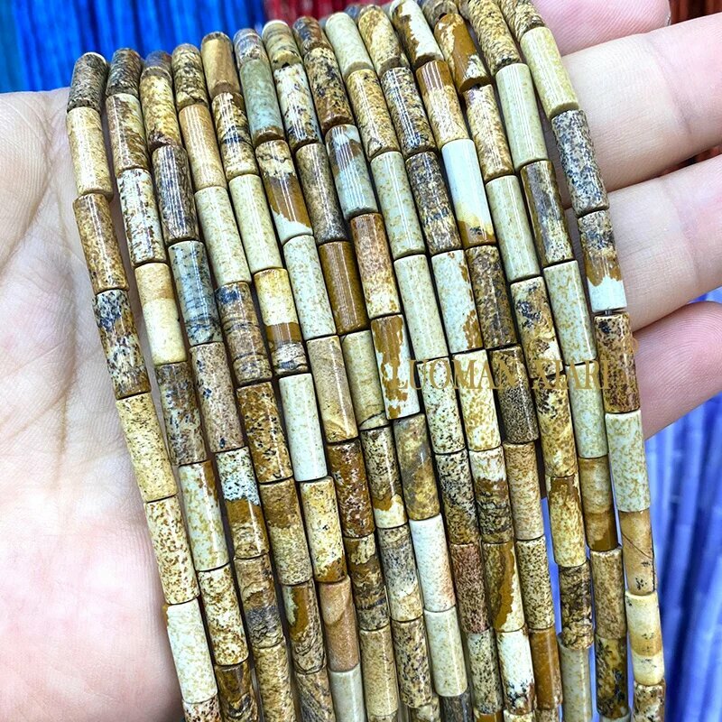 Бусины из натурального камня Амазонит Лабрадорит Говлит LUOMAN XIARI 4x13mm 13-14pcs, picture jasper