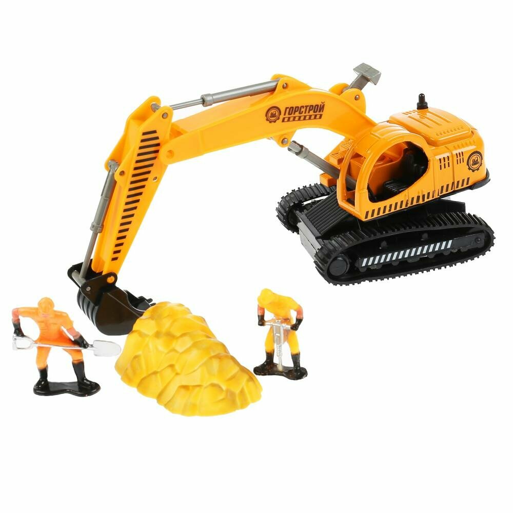 Экскаватор Технопарк, инерционный, с двумя фигурками 921374-R