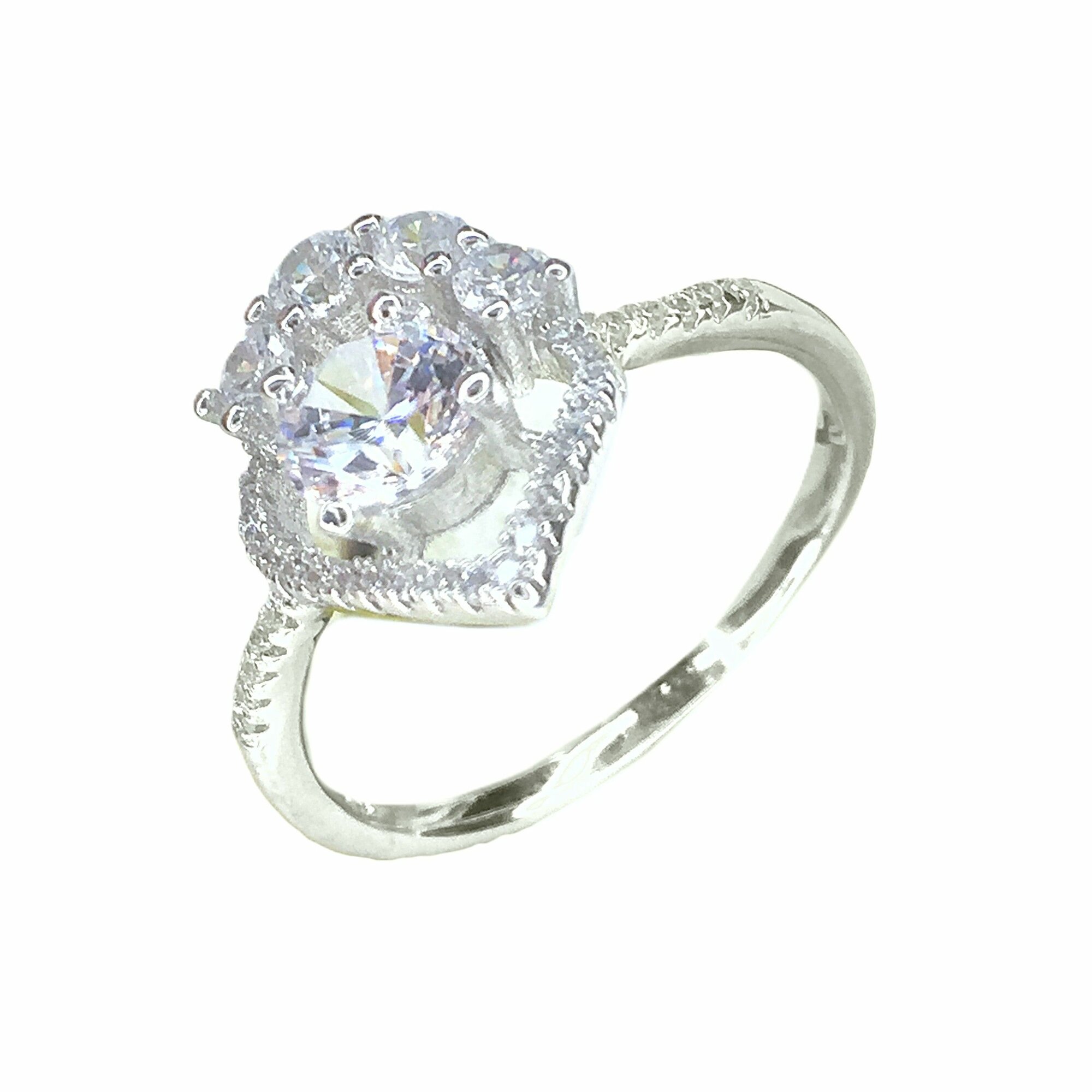 Кольцо тонкое, серебро, 925 проба, родирование, фианит