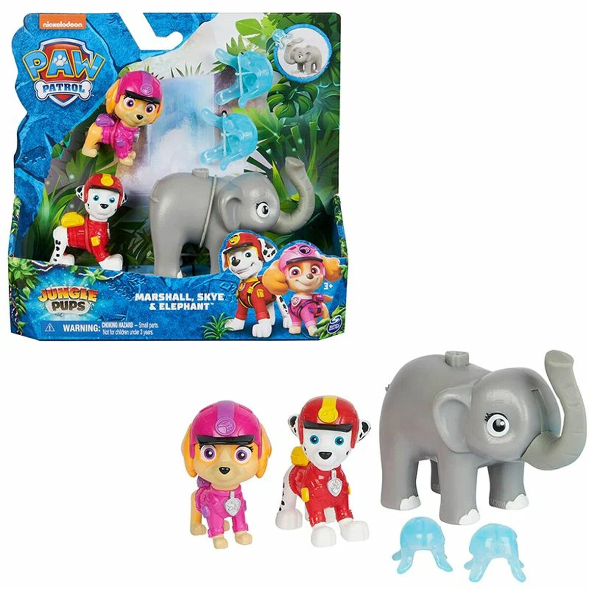 Nickelodeon Paw Patrol Jungle Pups Set Marshall, Skye＆Elephant/Набор игрушек для приключений в джунглях