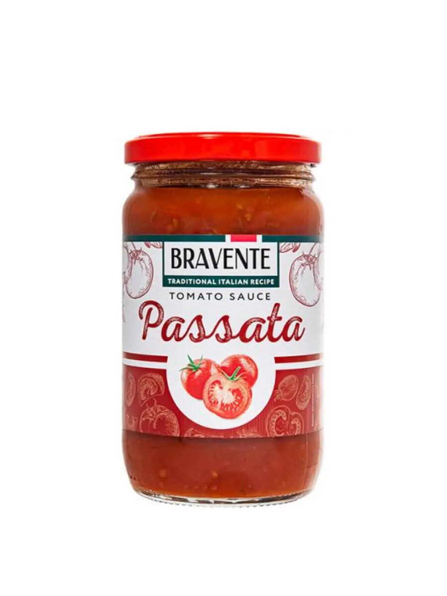Соус томатный Passata Bravente, неострый, для пасты и пиццы, густой, без консервантов, 360г