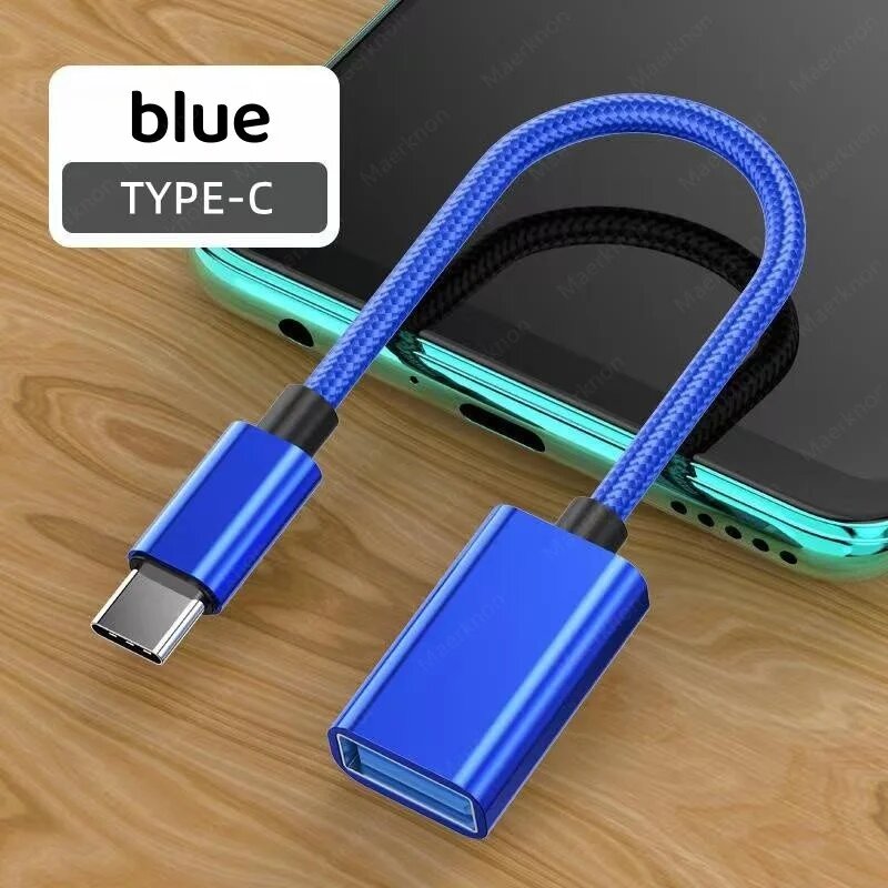USB 3.0 в тип C OTG Кабель-конвертер для Xiaomi Huawei Oneplus Кабель для передачи данных Разъем флэш-накопителя USB-кабель-адаптер Кабель типа C blue