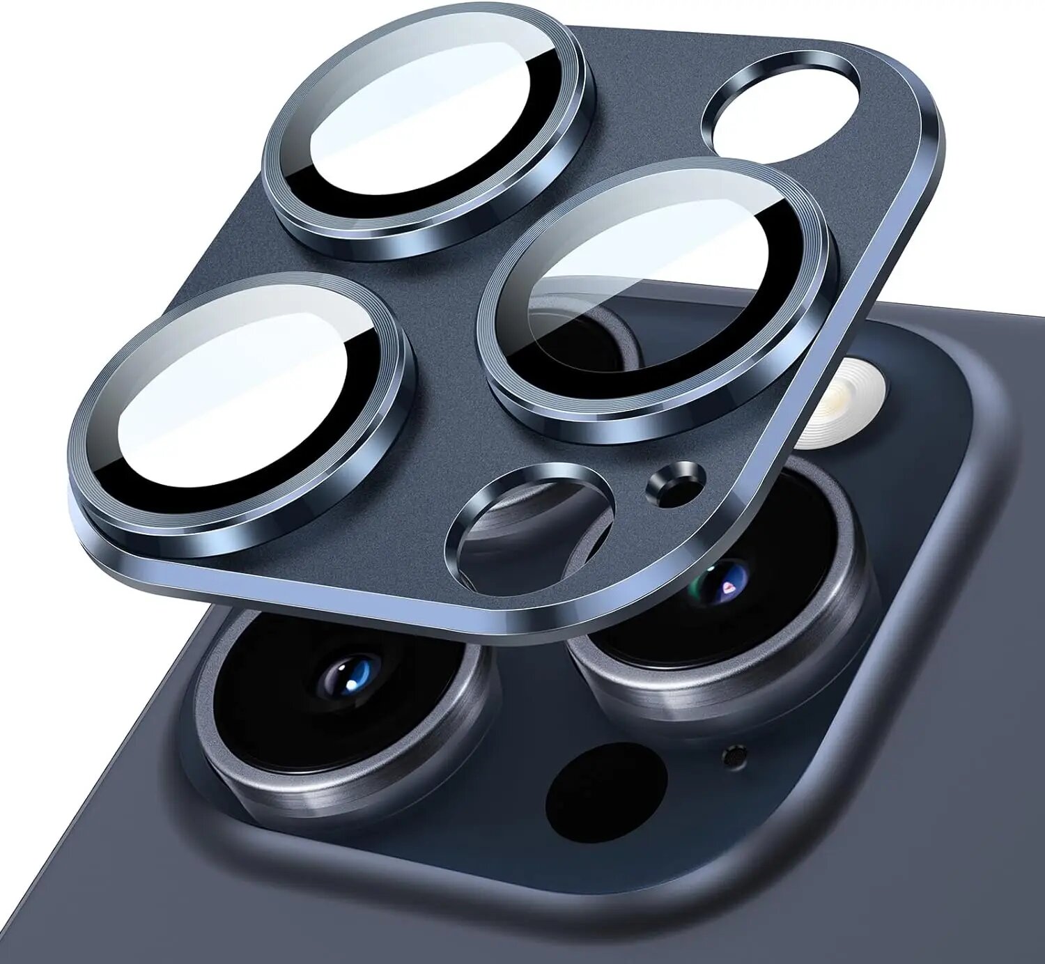 Металлическое закаленное стекло для защиты объектива камеры Защита экрана для For iPhone 13, Синий