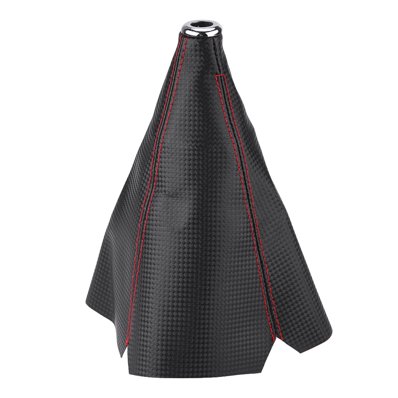 Универсальная накладка на ручку переключения передач из искусственной кожи в стиле карбонового волокна с красной строчкой.