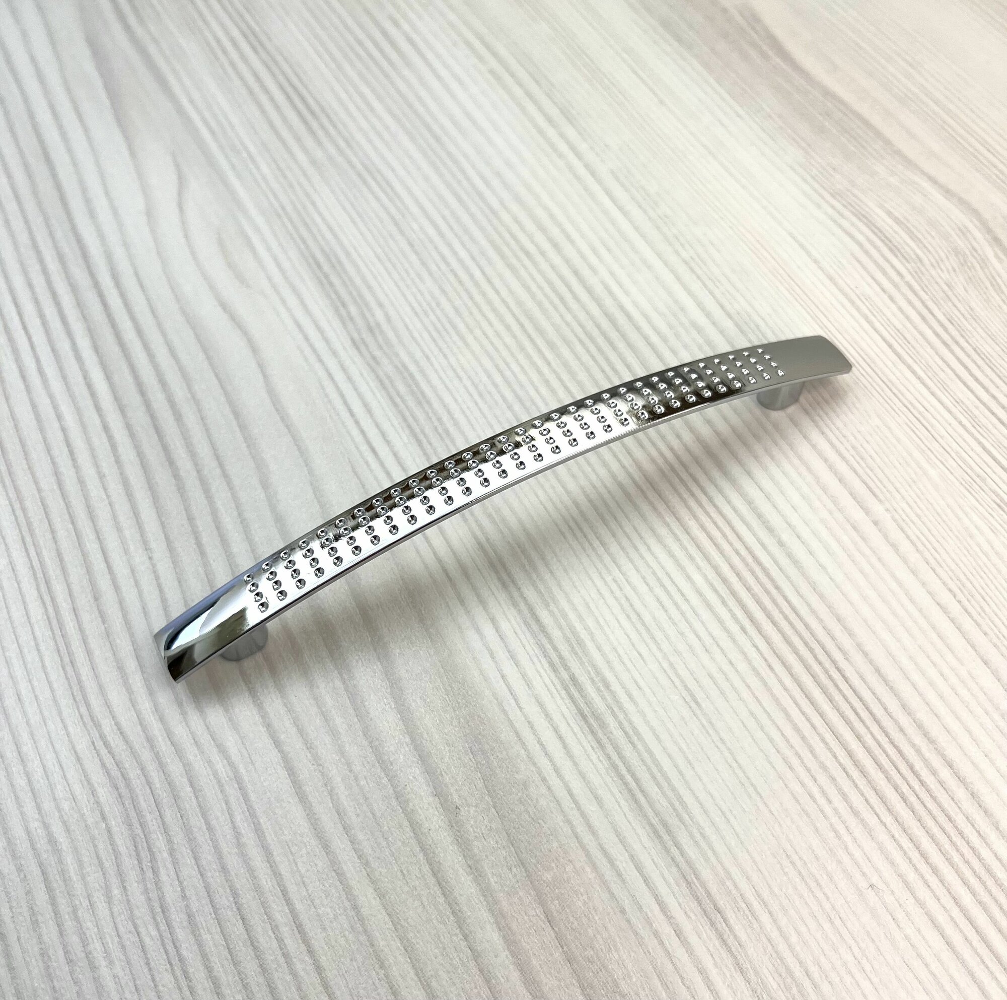 Мебельная ручка хром с имитацией страз , 128 мм, 6 шт