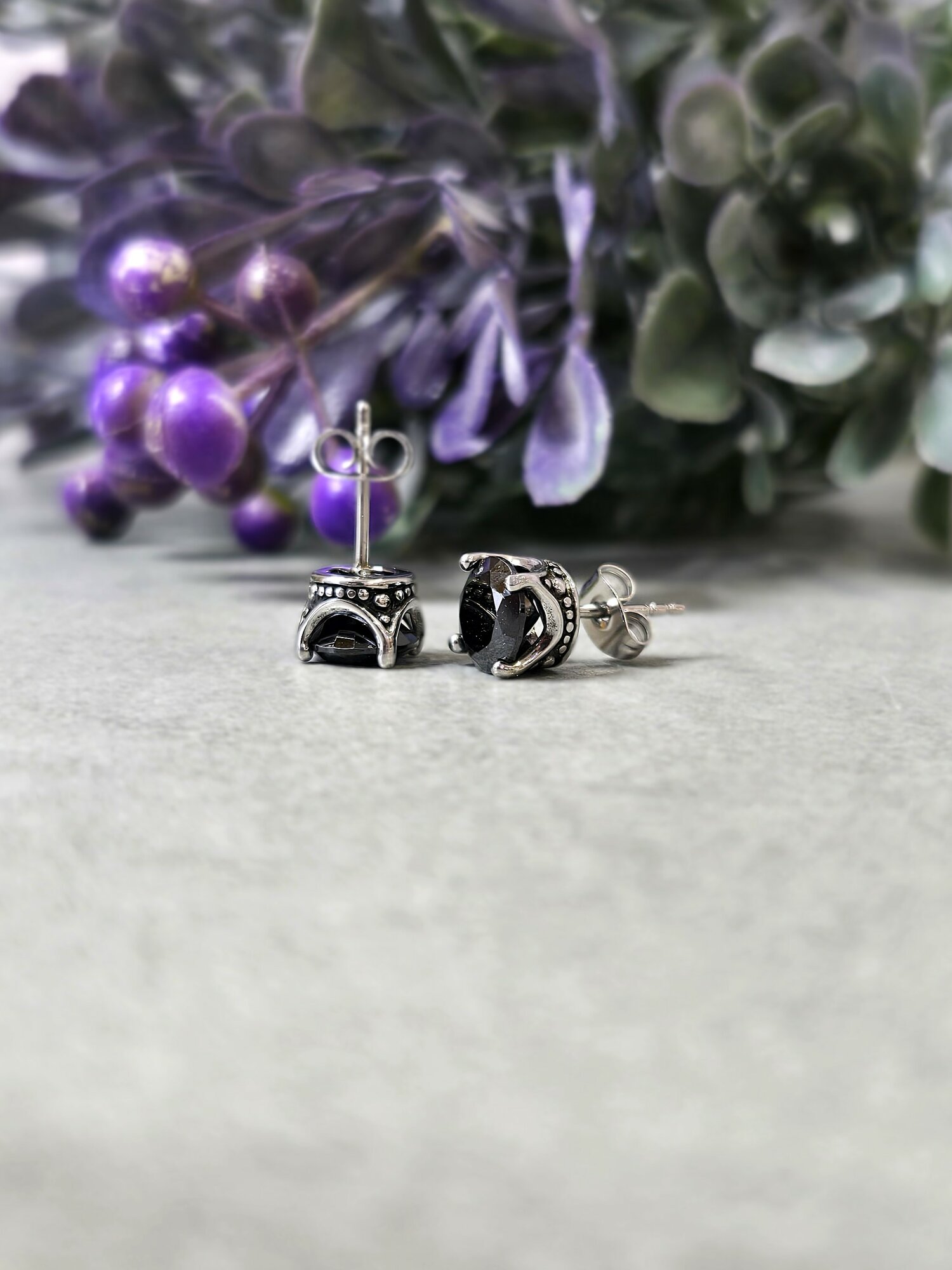 Серьги пусеты, фианит