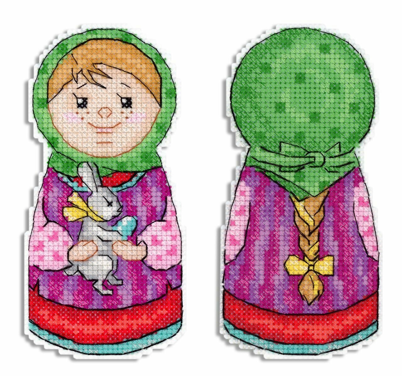 Набор для вышивания крестом на пластиковой канве МП Студия "Встречаем весну. Девочка" 12*6 см, вышивка крестиком