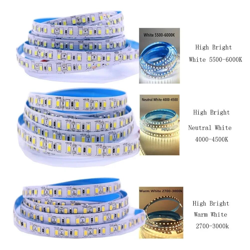 Светодиодная лента 5м, Natural Light, 12V, IP65