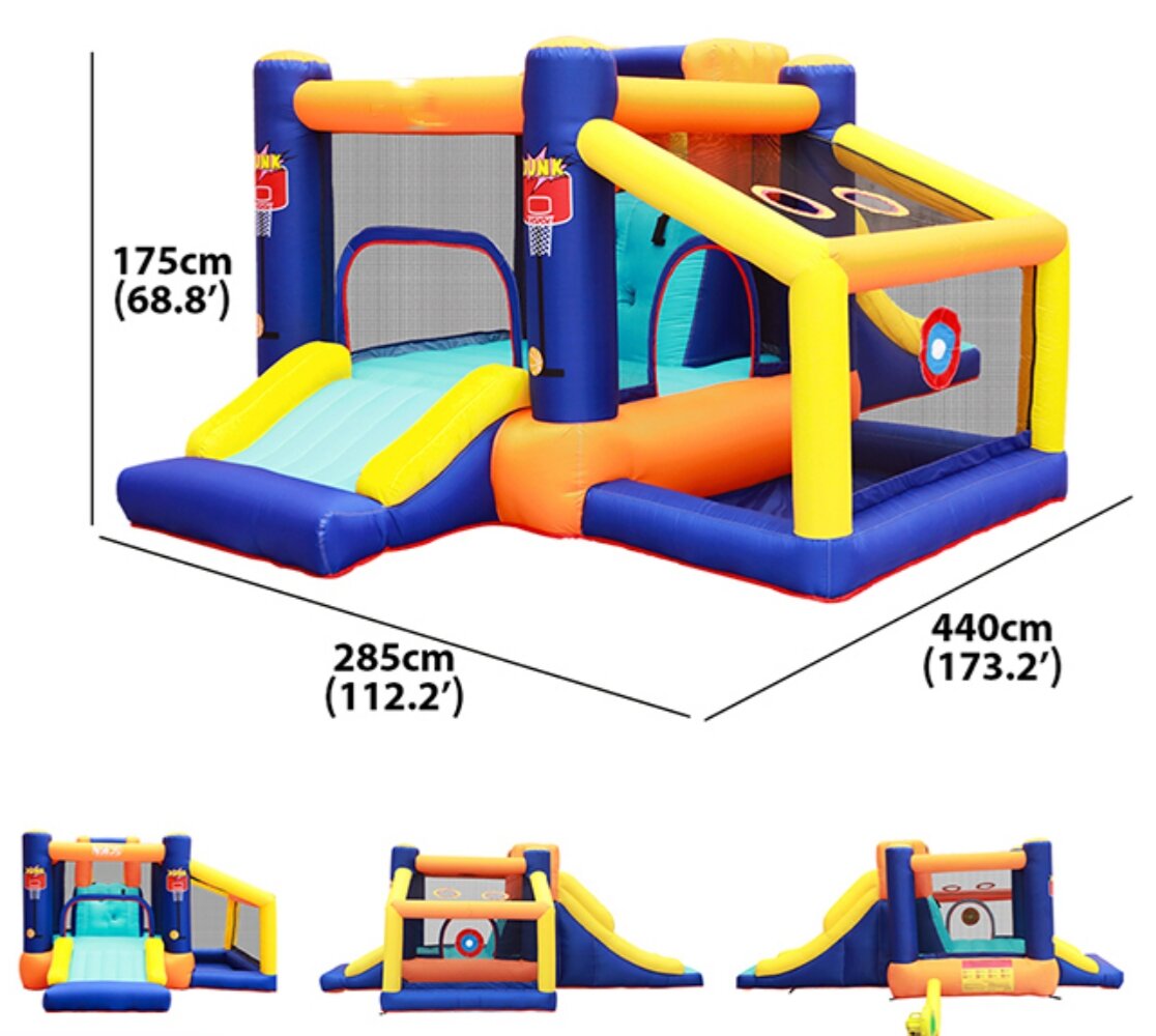 Детский надувной замок с горкой и батутом, Надувная складная игровая площадка