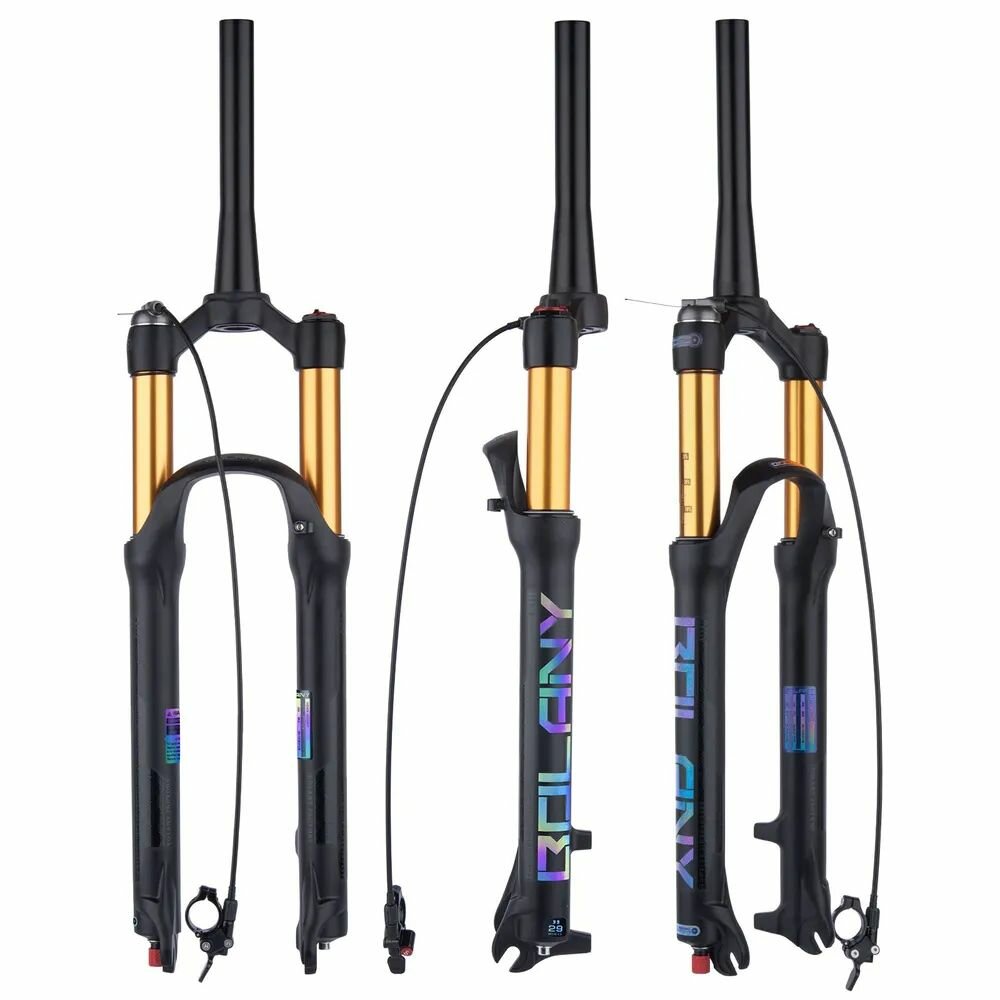 BOLANY 29 велосипедная воздушная амортизационная вилка с регулировкой демпфирования и отскока, быстросъемная, Удаленная блокировка, ход 120 мм, подходит для горных/шоссейных велосипедов.