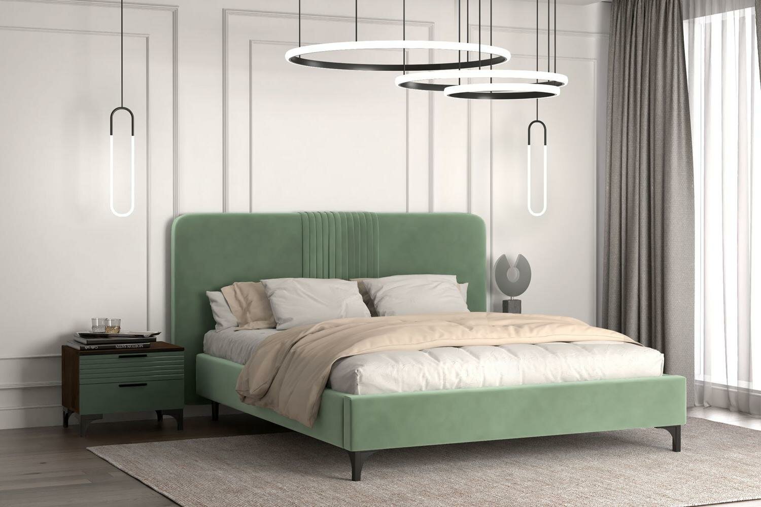 Двуспальная кровать Стелла2 мята, с подъемным механизмом 160 х 200