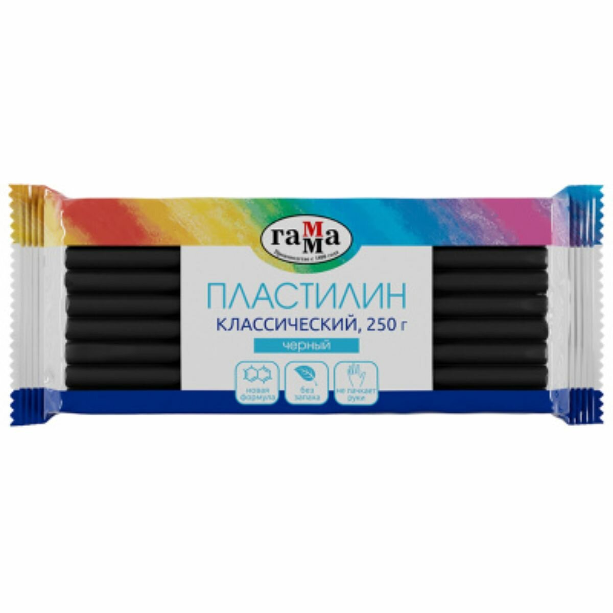 Пластилин гамма 250г Черный классический, в индивидуальной упаковке