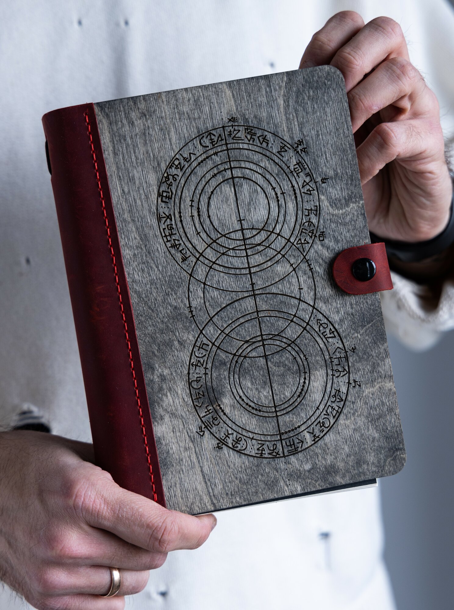 Блокнот из дерева с переплетом из натуральной кожи для записей Руны с тетрадями