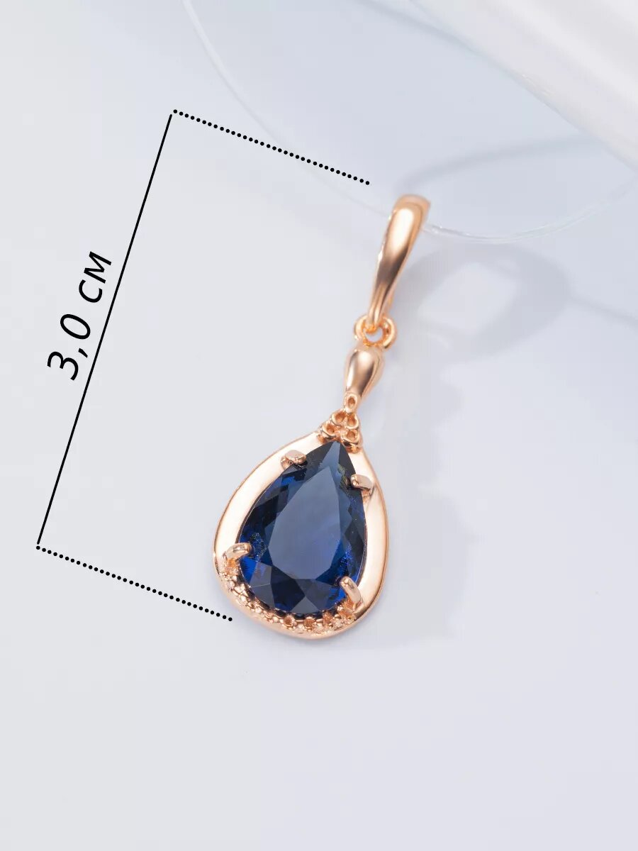 Подвеска, красное золото, 585 проба, бриллиант, сапфир синтетический, сапфир