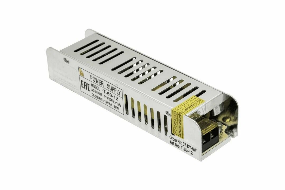Блок питания для светодиодов 220/12V 60W, IP20, компактный (узкий)