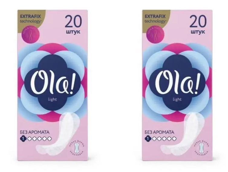 Ola! Ежедневные прокладки стринг - мультиформ"Light Silk Sense",20шт, 2 упаковки