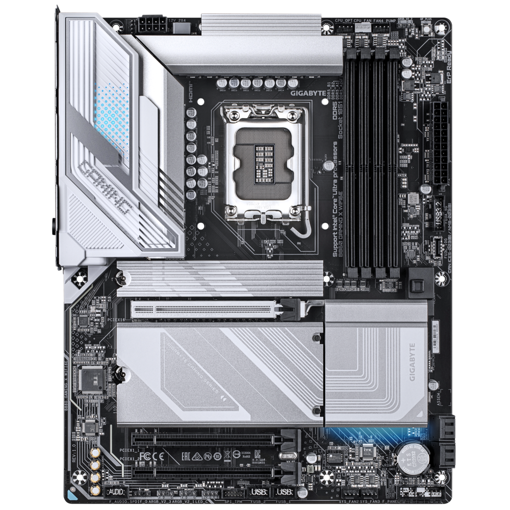 GIGABYTE Материнская плата Socket1851 GIGABYTE B860 GAMING X WIFI6E (iB860, 4xDDR5, M.2, SATA III, RAID, 3xPCI-E, HDMI, DP, 2.5Гбит LAN, WiFi, BT, USB3.2, USB4(DP), ATX) (ret)