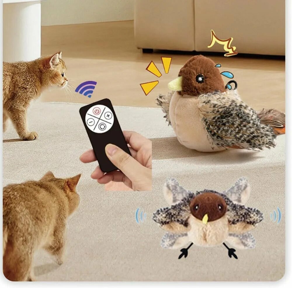Интерактивная игрушка для кошек Чирикающая птица с хлопающими крыльями SQNKJ