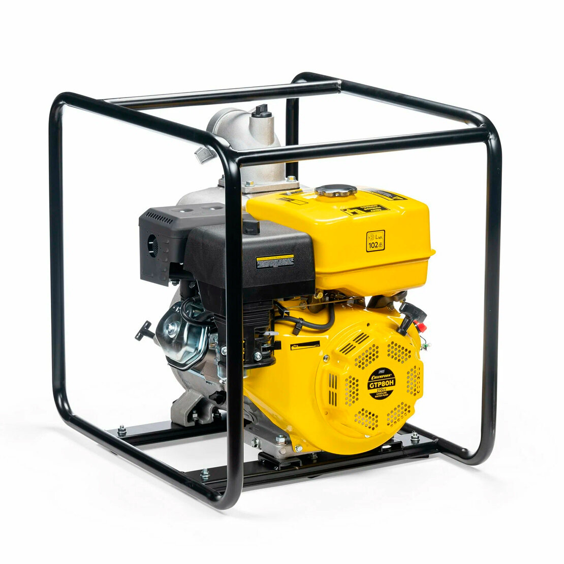 Мотопомпа бензиновая CHAMPION GTP80H, 9 л. с, 1300 л/мин, ручной запуск, желтый