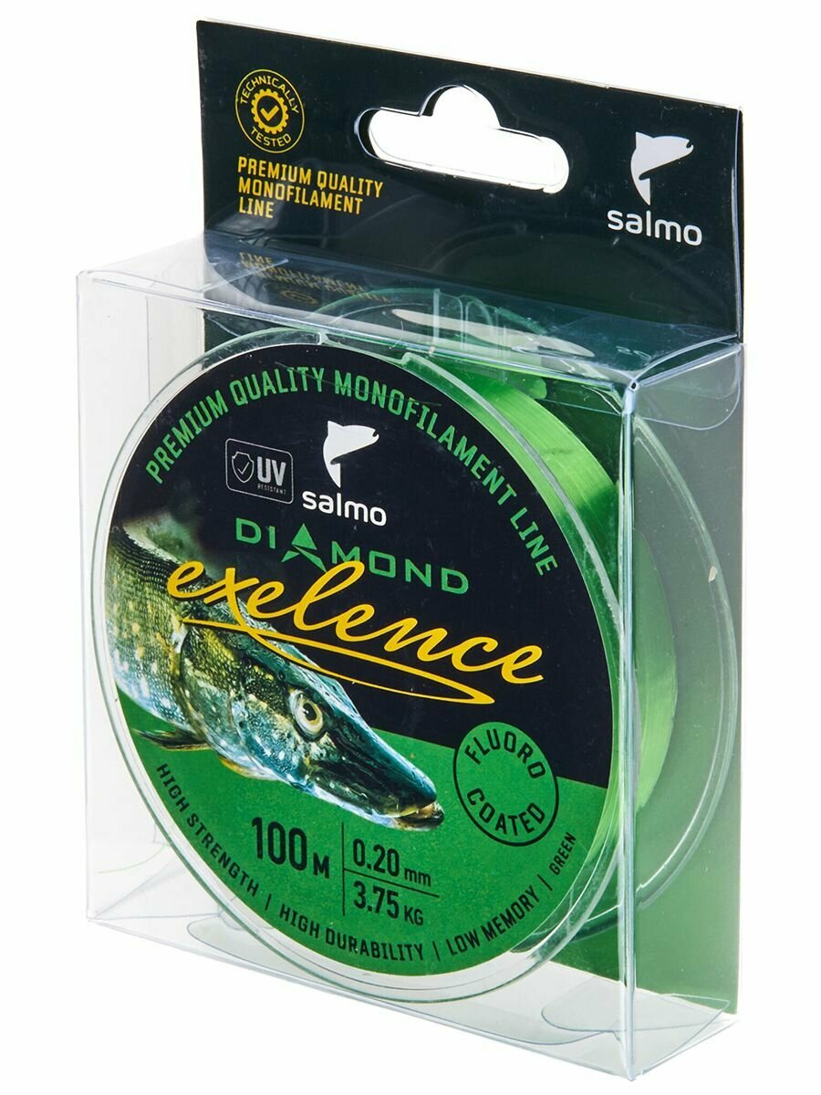 Монофильная леска для рыбалки Salmo Diamond EXELENCE FLUORO COATED Green 100/026