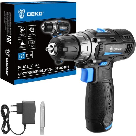 Дрель-шуруповерт аккумуляторная Deko DKCD12, 12В, 1x1.5Ач (083-1121)