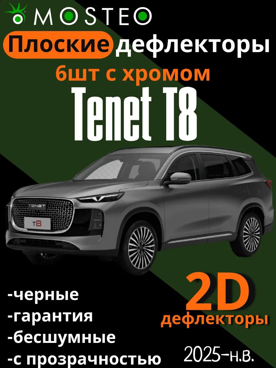 Плоские дефлекторы Mosteo с хромом на Tenet T8 (2025-н. в.) 6 шт