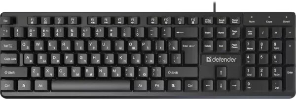 Проводная клавиатура Defender Elemental HB-239 RU, черный, 104 кнопки+FN,1.8м